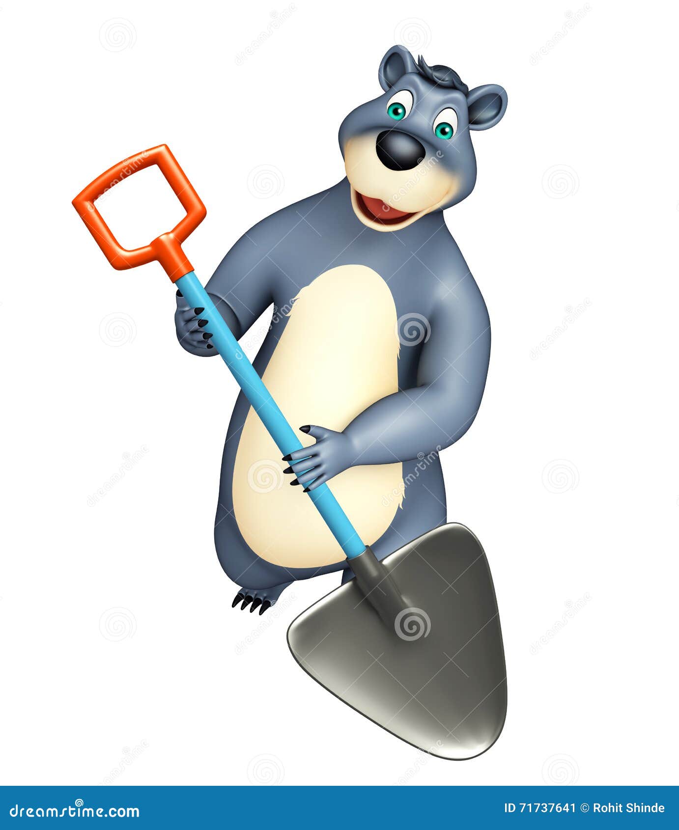 Bear Cartoon Character with Digging Shovel Stock Illustration ...