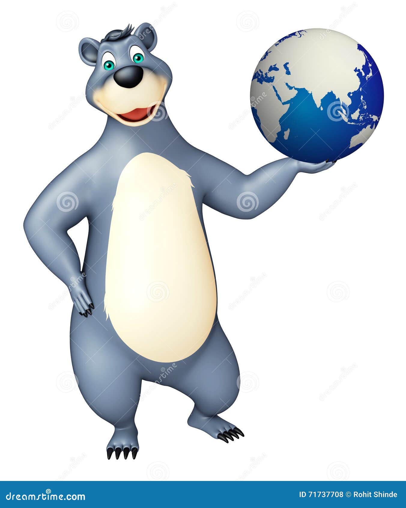 Bear Cartoon Character with Earth Stock Illustration - Illustration of ...