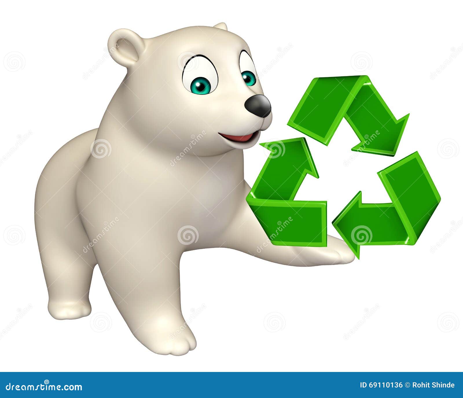 Bear Cartoon Character with Recycle Sign Stock Illustration ...