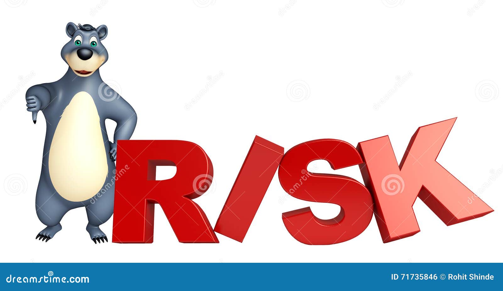 Bear Cartoon Character with Risk Sign Stock Illustration - Illustration ...