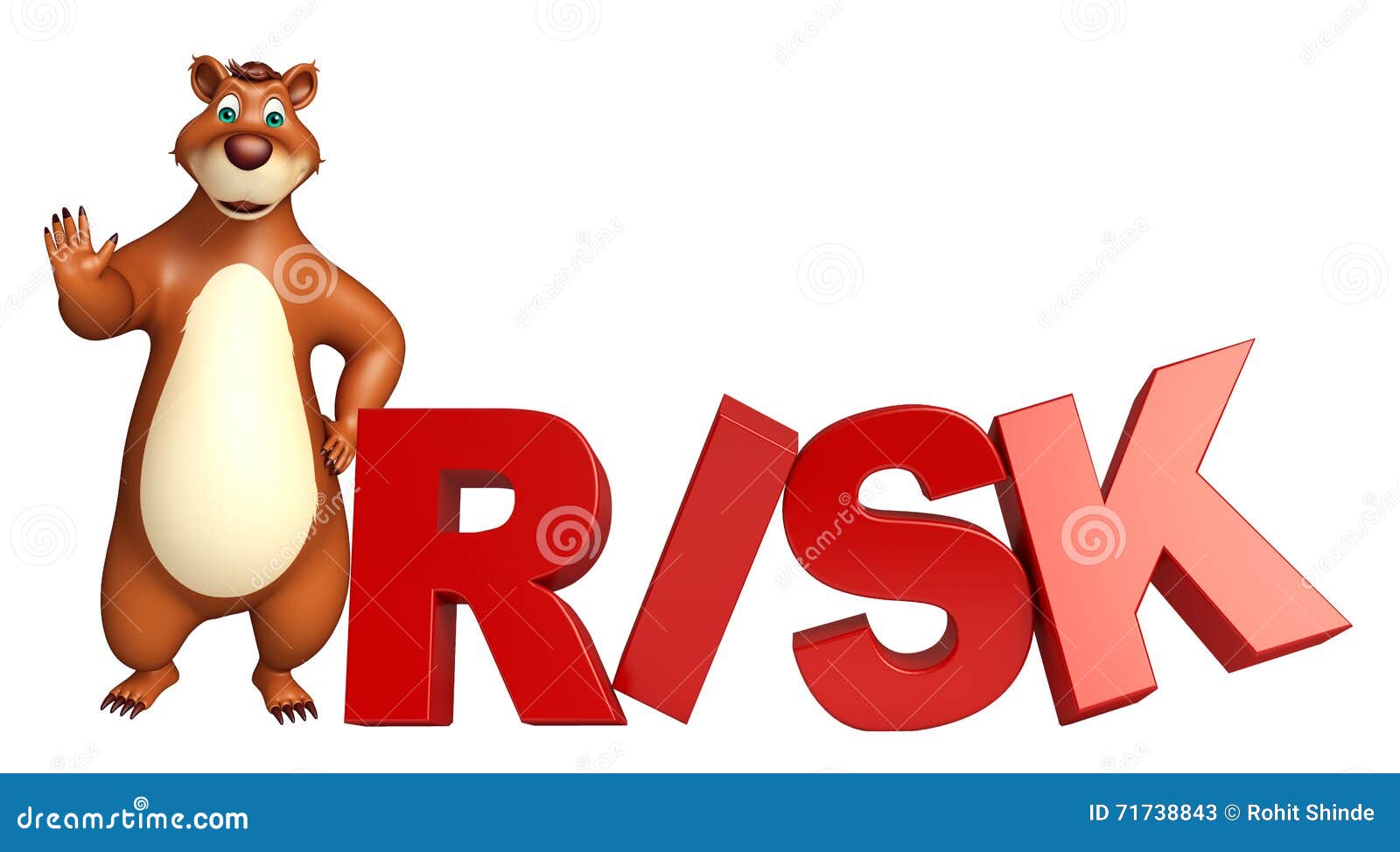 Bear Cartoon Character with Risk Sign Stock Illustration - Illustration ...