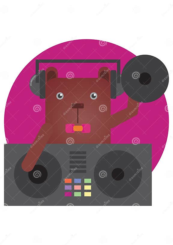 Bear Cartoon Deejay. Vector Illustration Decorative Design Stock Vector ...