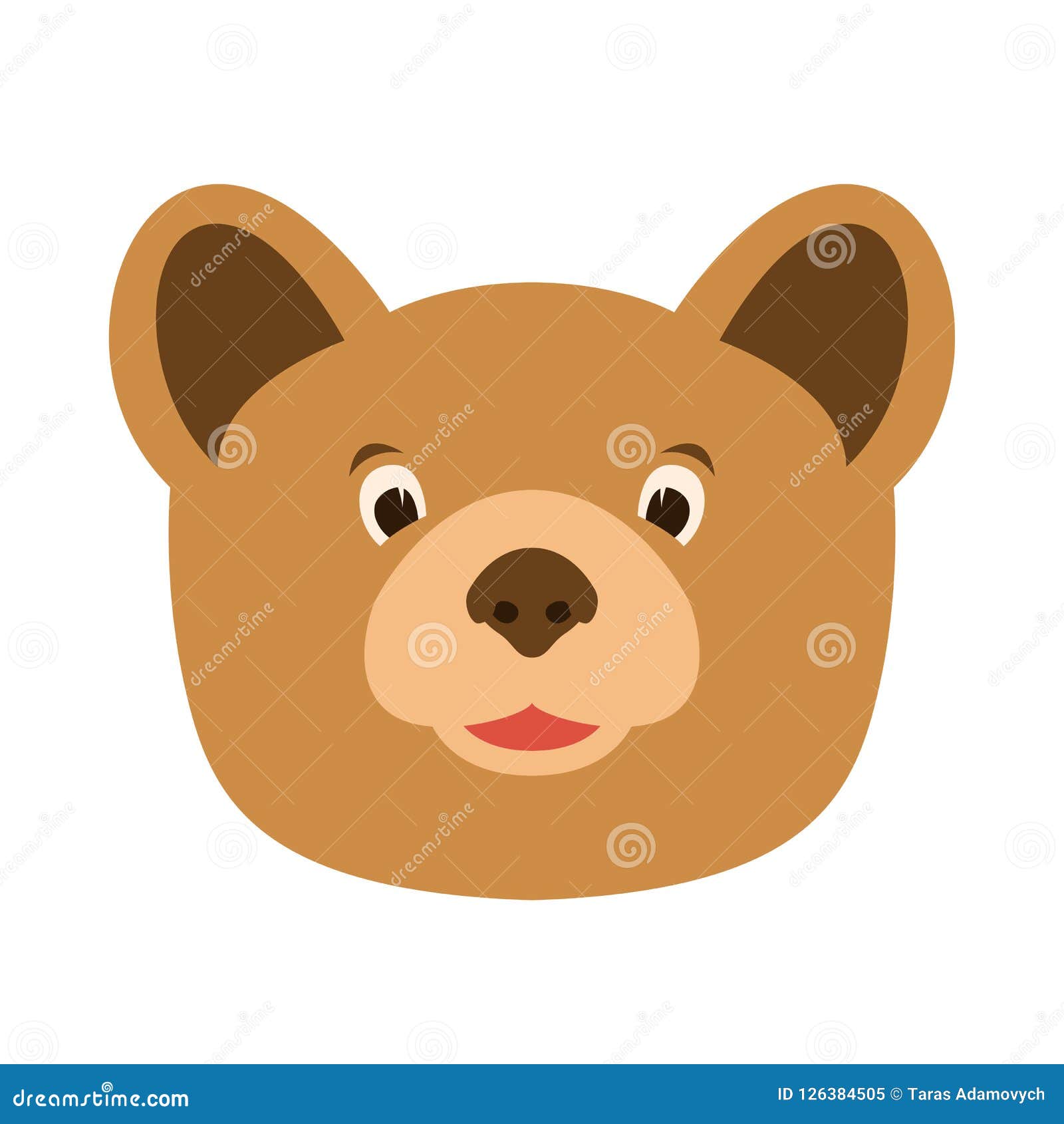 Bear Cartoon Face Vector Illustration Flat Style Front Stock Vector ...