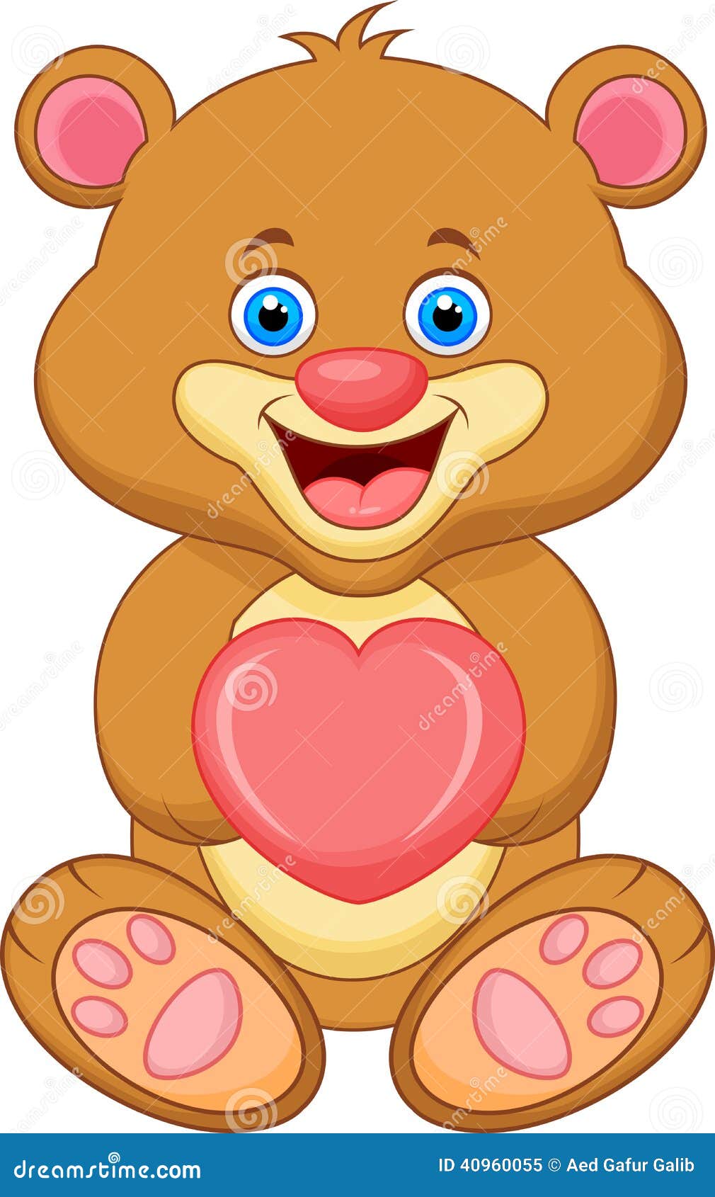 Bear cartoon with heart stock vector. Illustration of cute - 40960055