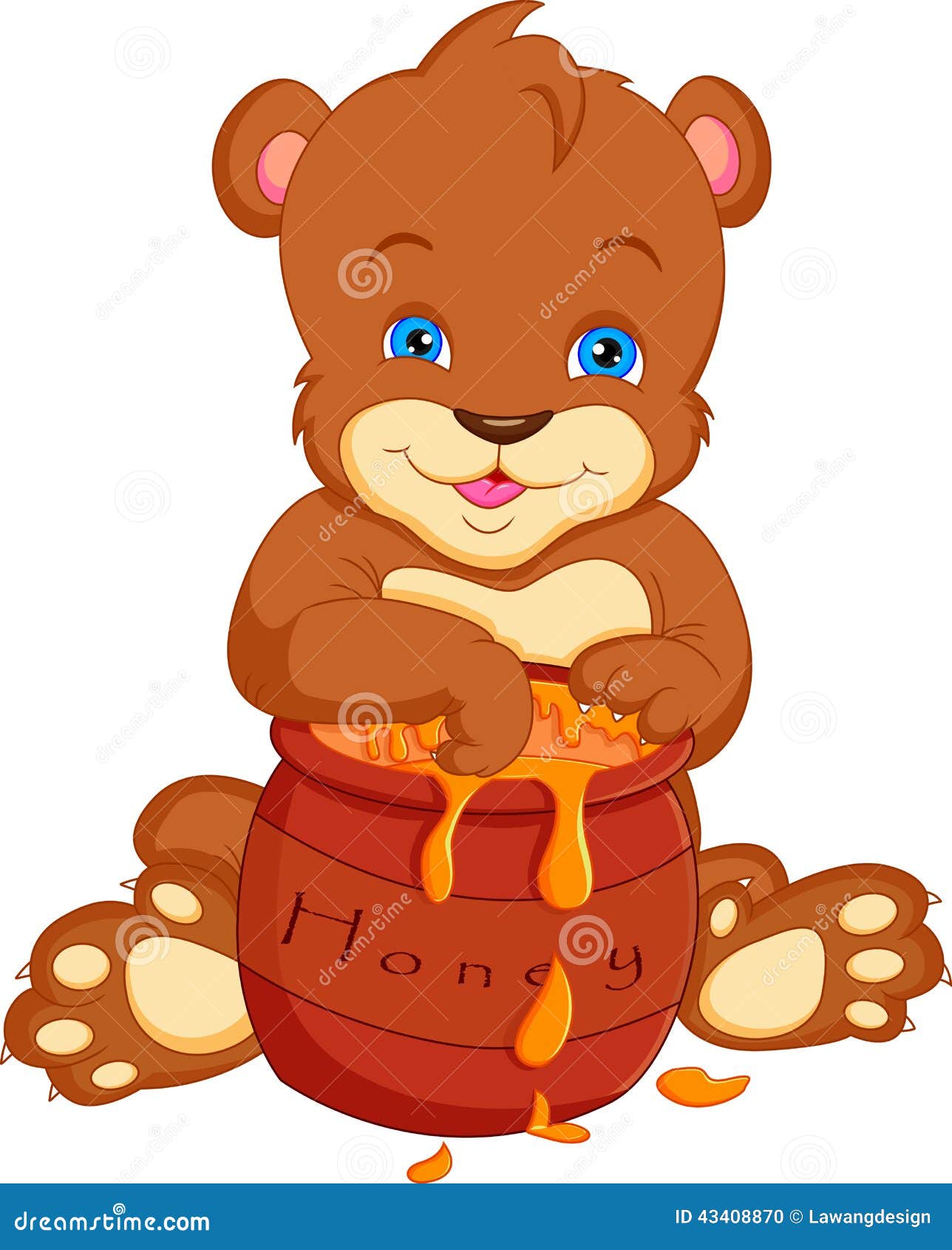 Bear cartoon with honey stock vector. Illustration of animal - 43408870