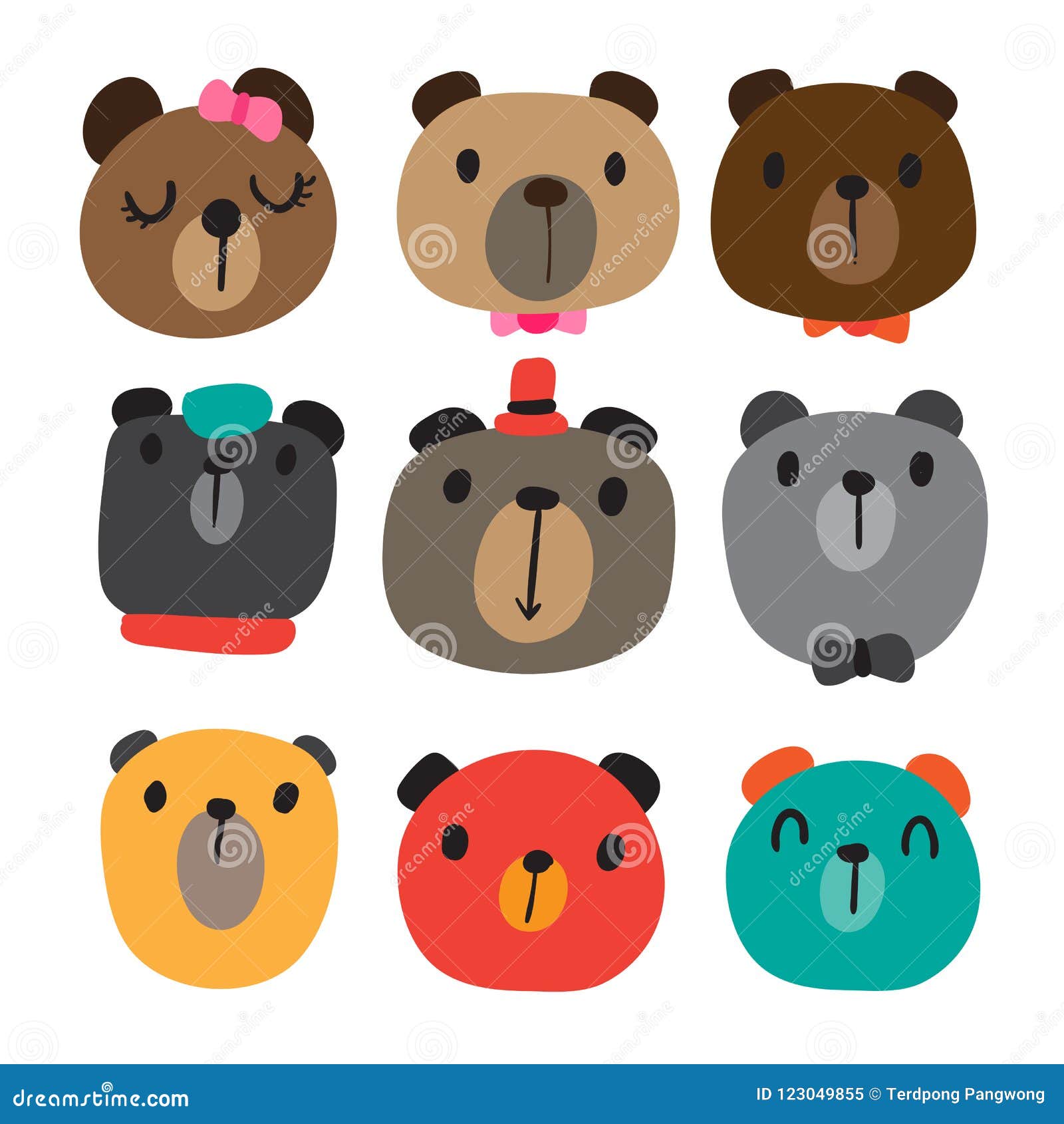 Bear Character Collection Design Stock Vector - Illustration of ...
