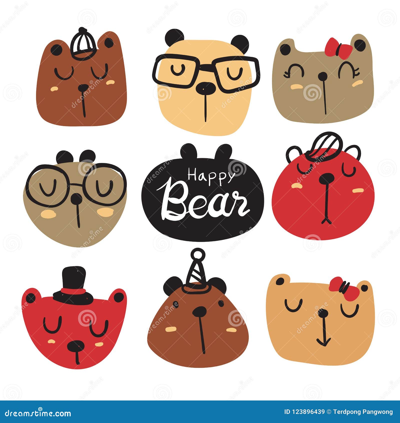 Bear Character Vector Design Stock Vector - Illustration of smile, hand ...