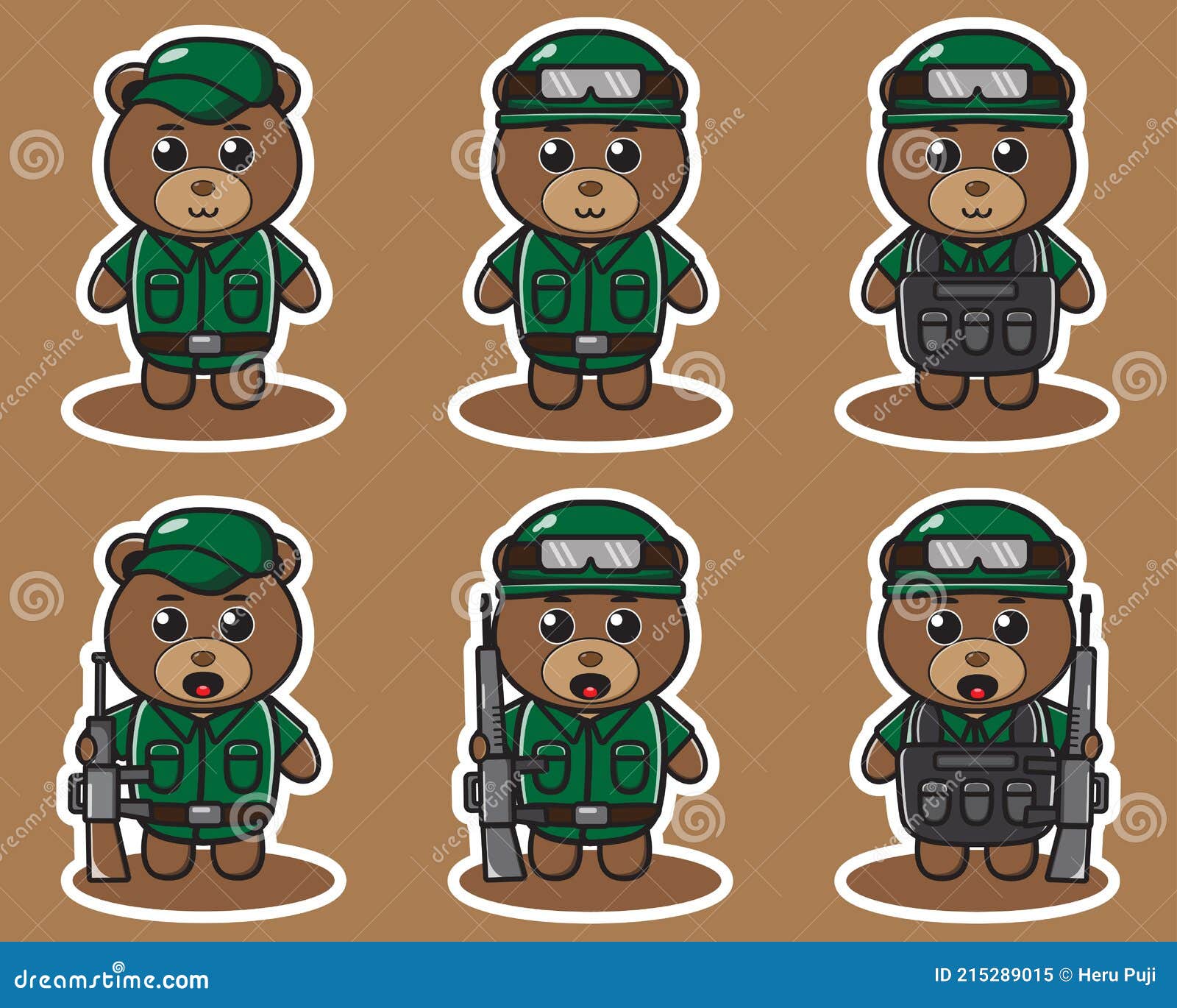Cute Character Cartoon of Bear Soldier. Stock Vector - Illustration of ...