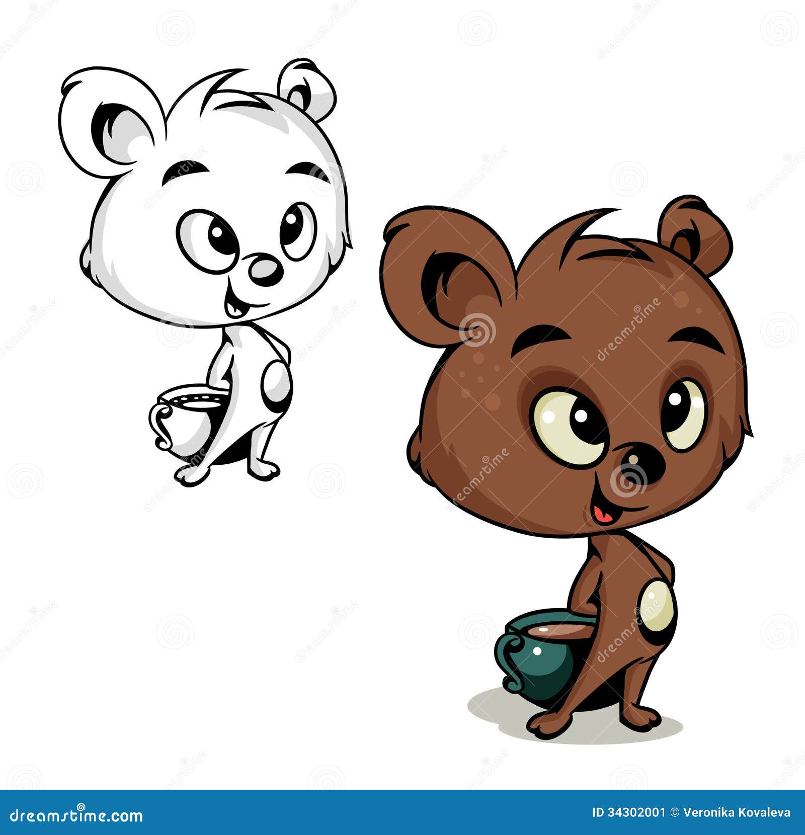 Bear with cocoa stock vector. Illustration of cute, wild - 34302001