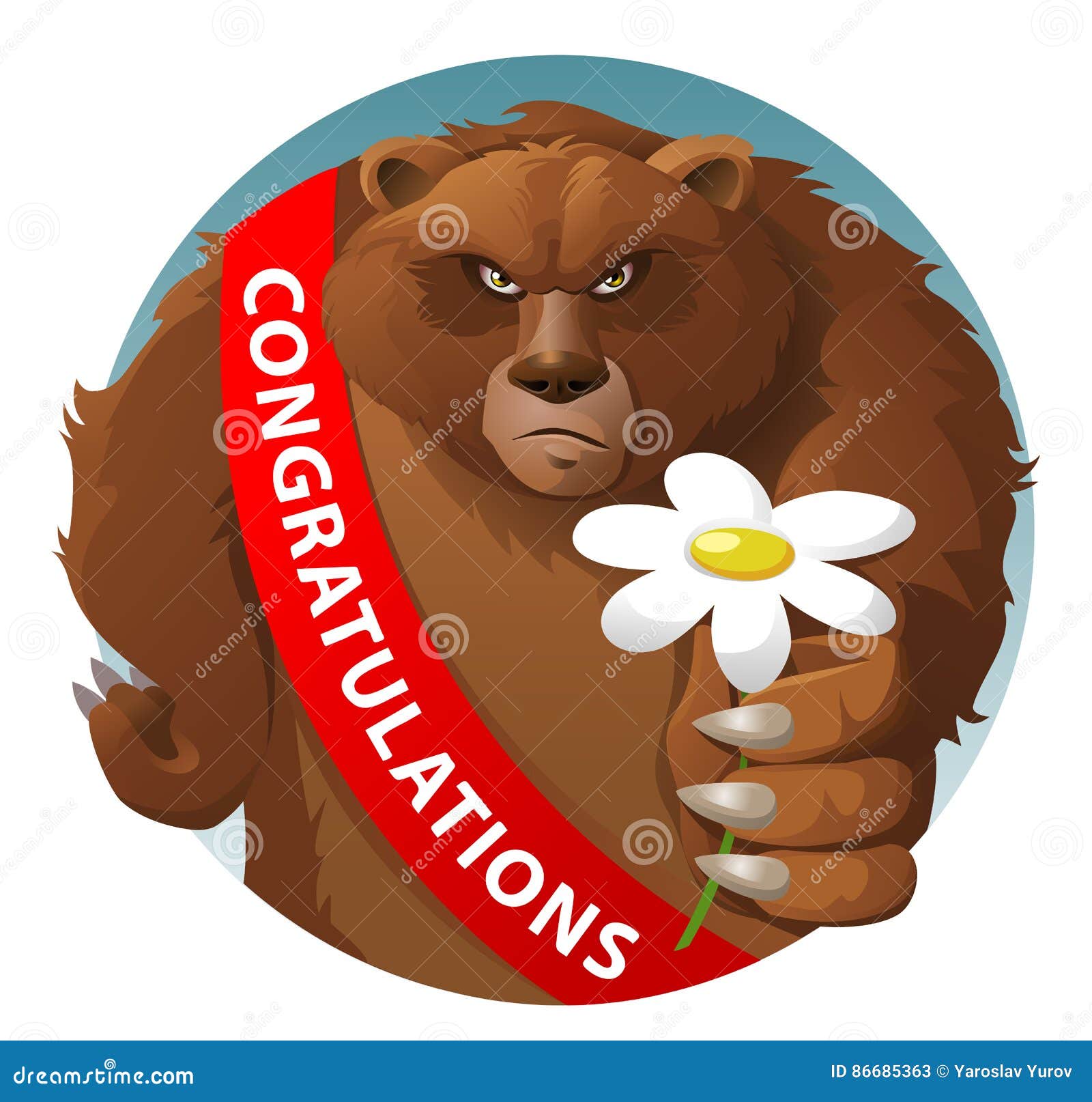 Bear with congratulations. stock vector. Illustration of rigorous ...