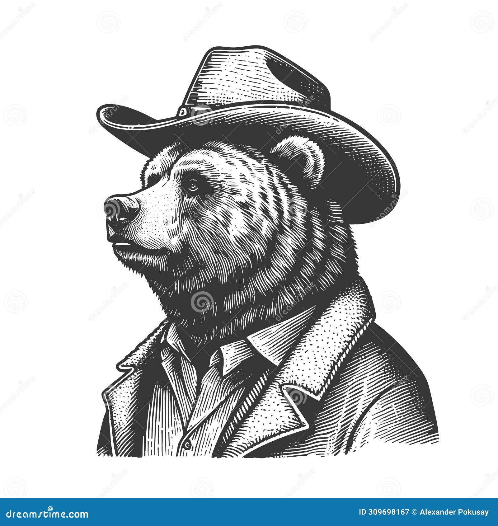 Bear Cowboy Sketch Raster Stock Illustration | CartoonDealer.com #309695857