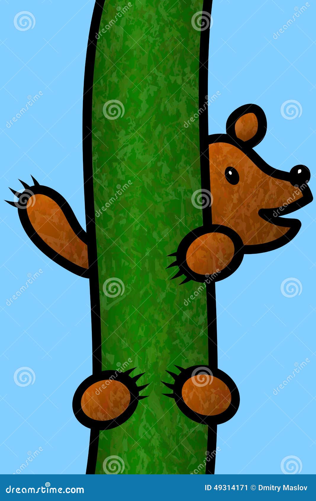 Bear Cub Climbing a Tree stock vector. Illustration of tree - 49314171
