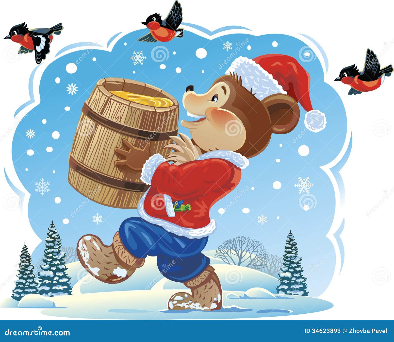 Bear cub and honey stock vector. Illustration of positive - 34623893