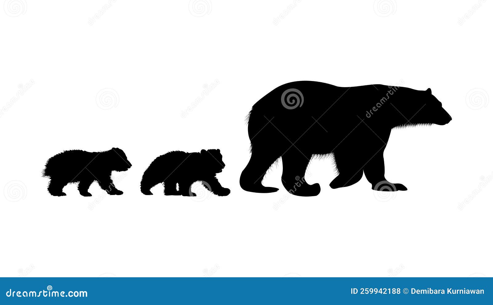 Bear Cub Silhouette Vector Animals Icons Stock Vector - Illustration of ...
