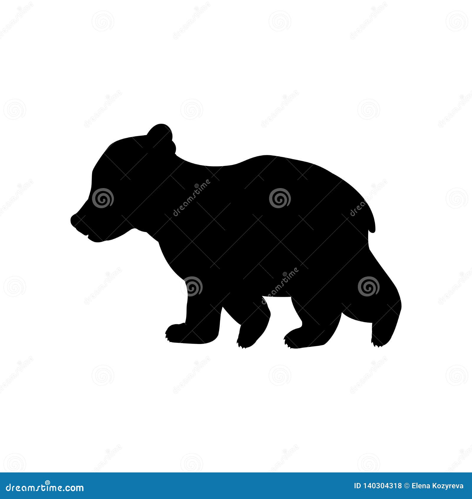 Bear Cub Wild Black Silhouette Animal Stock Vector - Illustration of ...