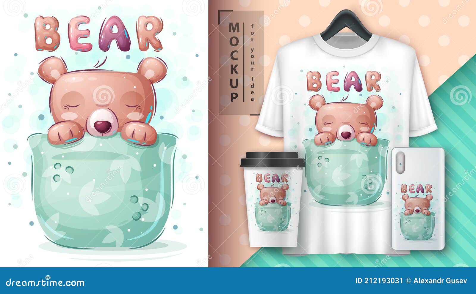 Bear in Cup - Poster and Merchandising. Stock Vector - Illustration of ...