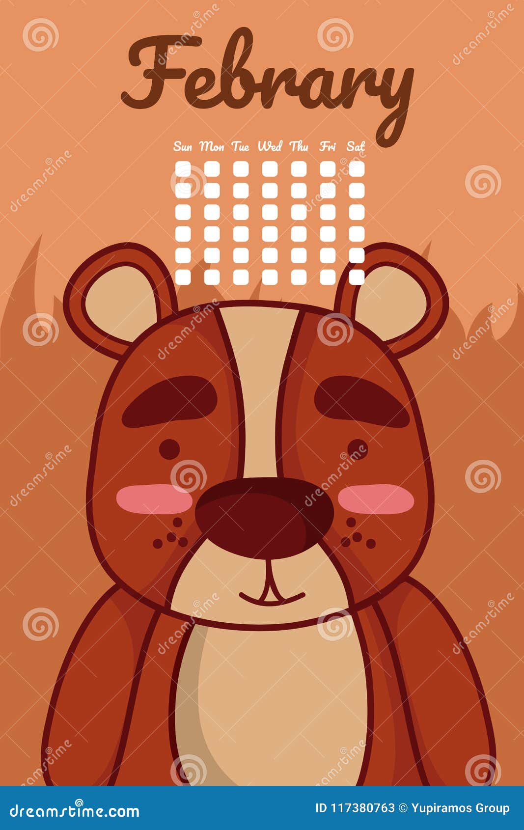 Bear cute calendar design stock vector. Illustration of animal - 117380763