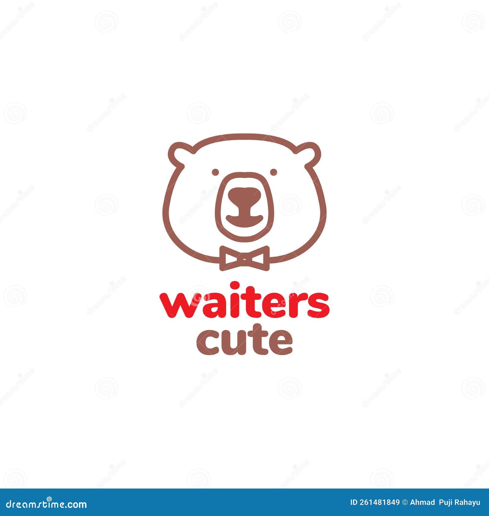Bear Cute Waiter Logo Design Vector Stock Vector - Illustration of ...