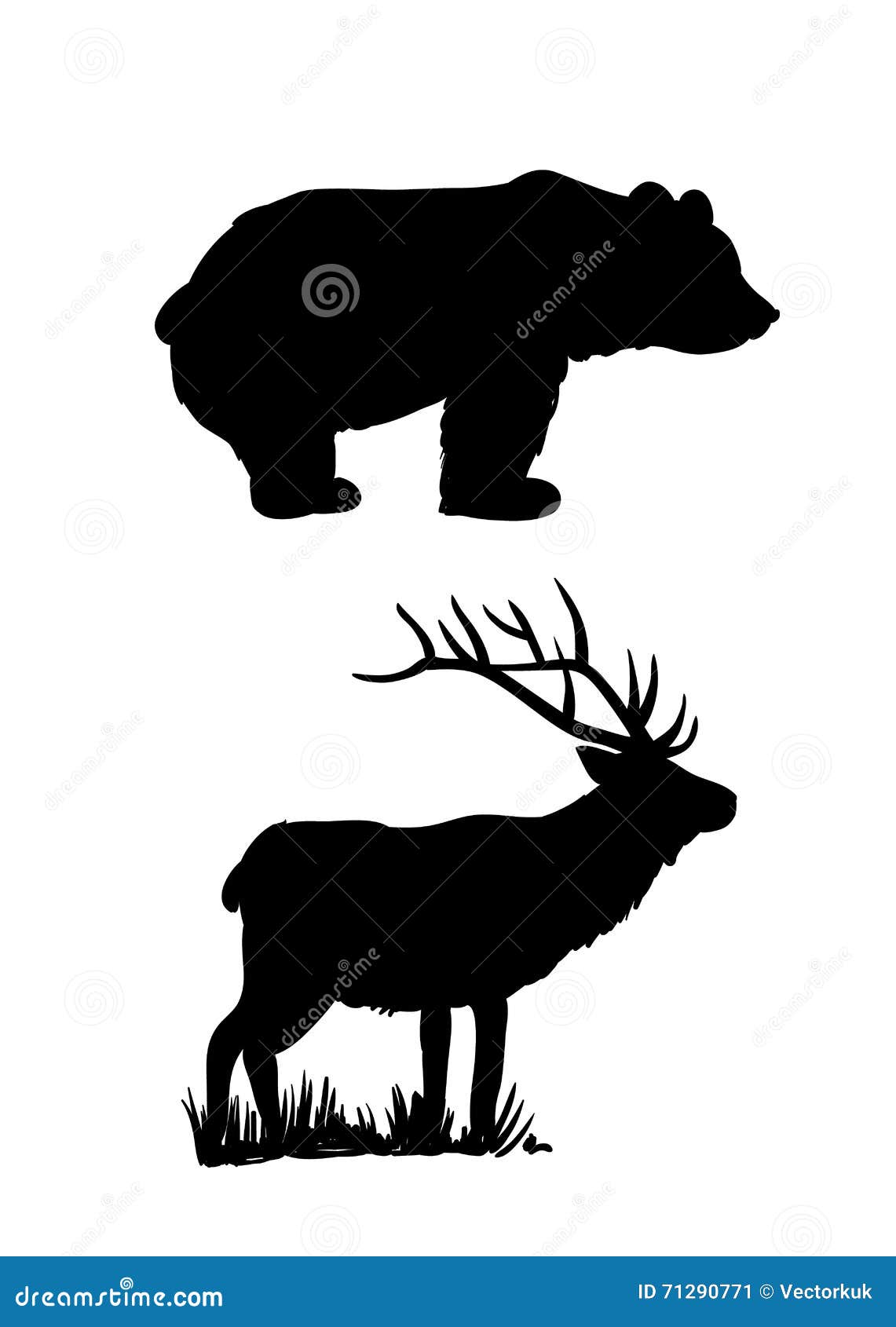 Bear and deer silhouettes stock illustration. Illustration of badge ...