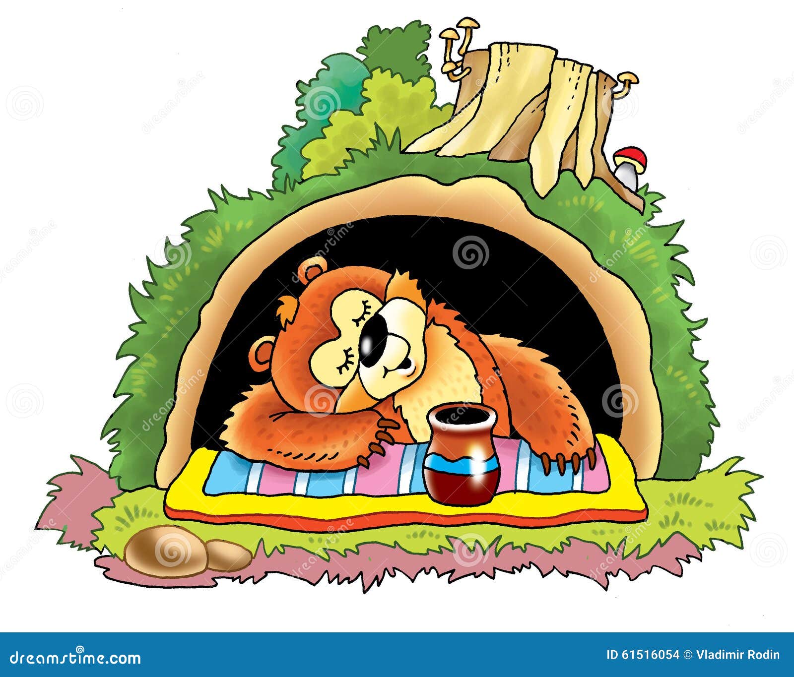 Bear Den Hole Drawing Honey Stock Illustration - Illustration of ...