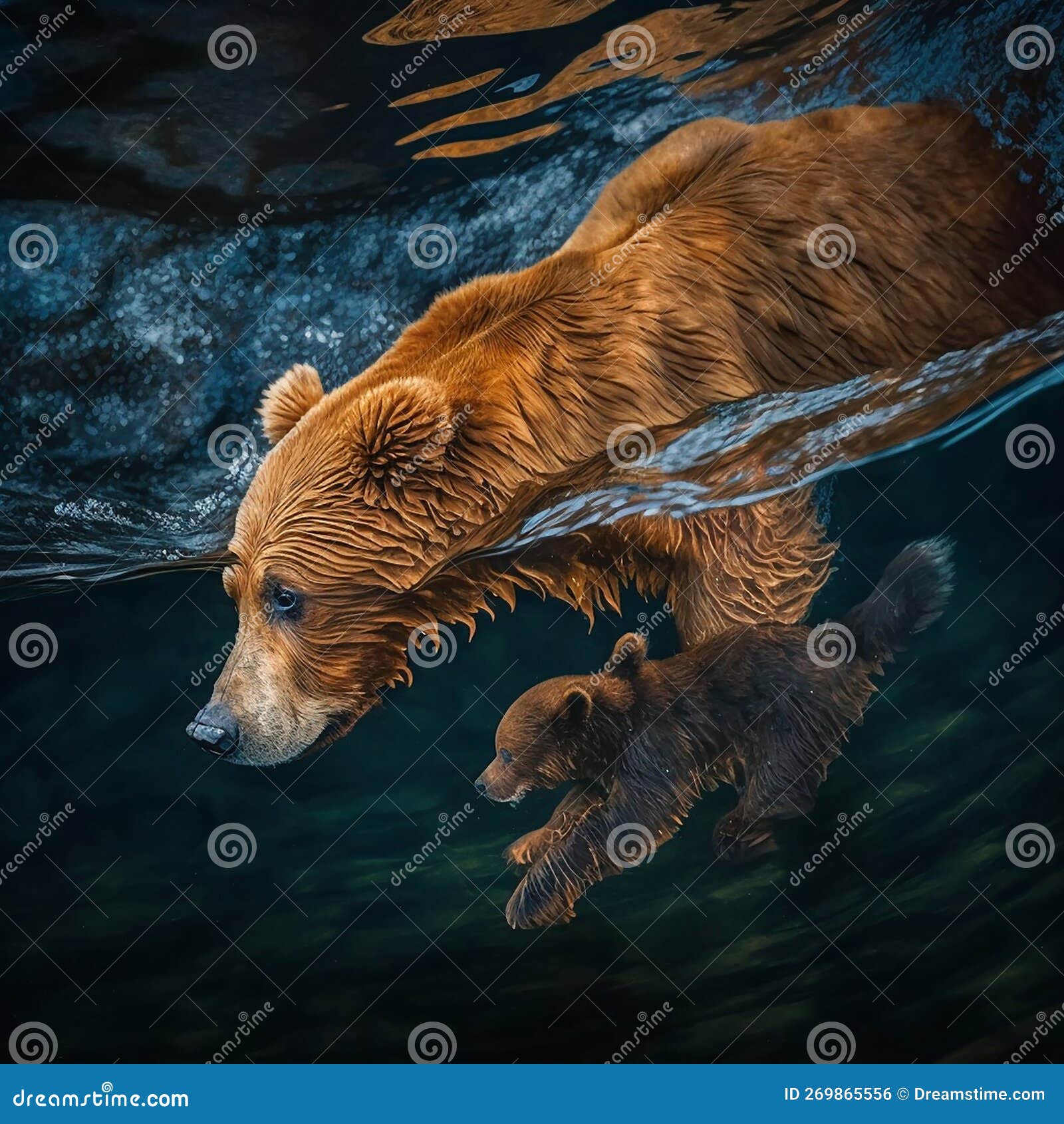 Bear diving into the water stock photo. Image of panorama - 269865556