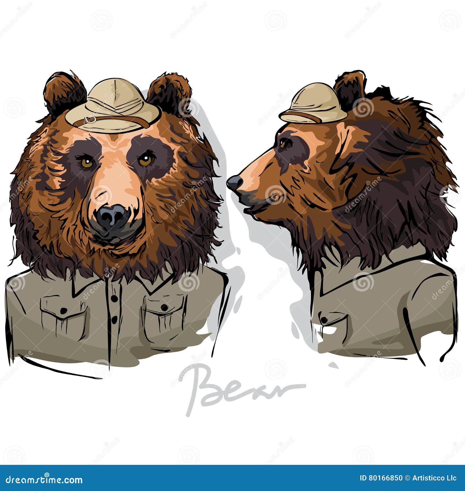 Bear Dressed As Human Ranger Stock Vector - Illustration of cartoon ...