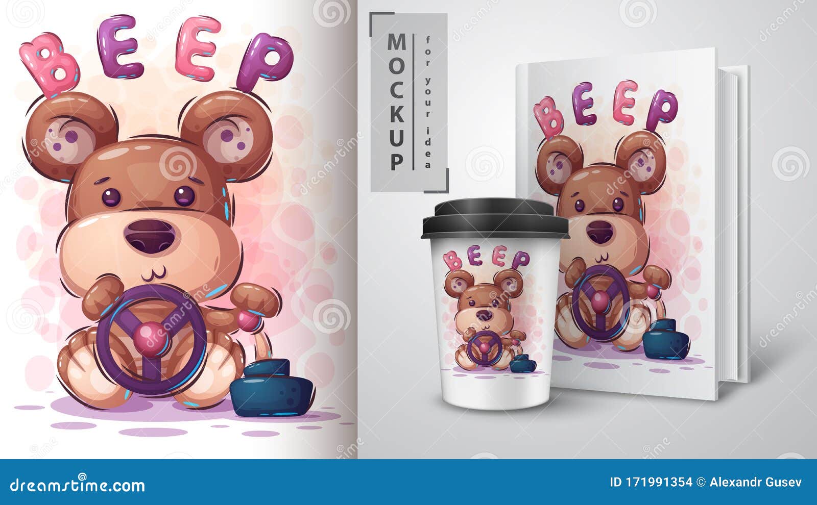 Bear Driver Poster and Merchandising. Stock Vector - Illustration of ...