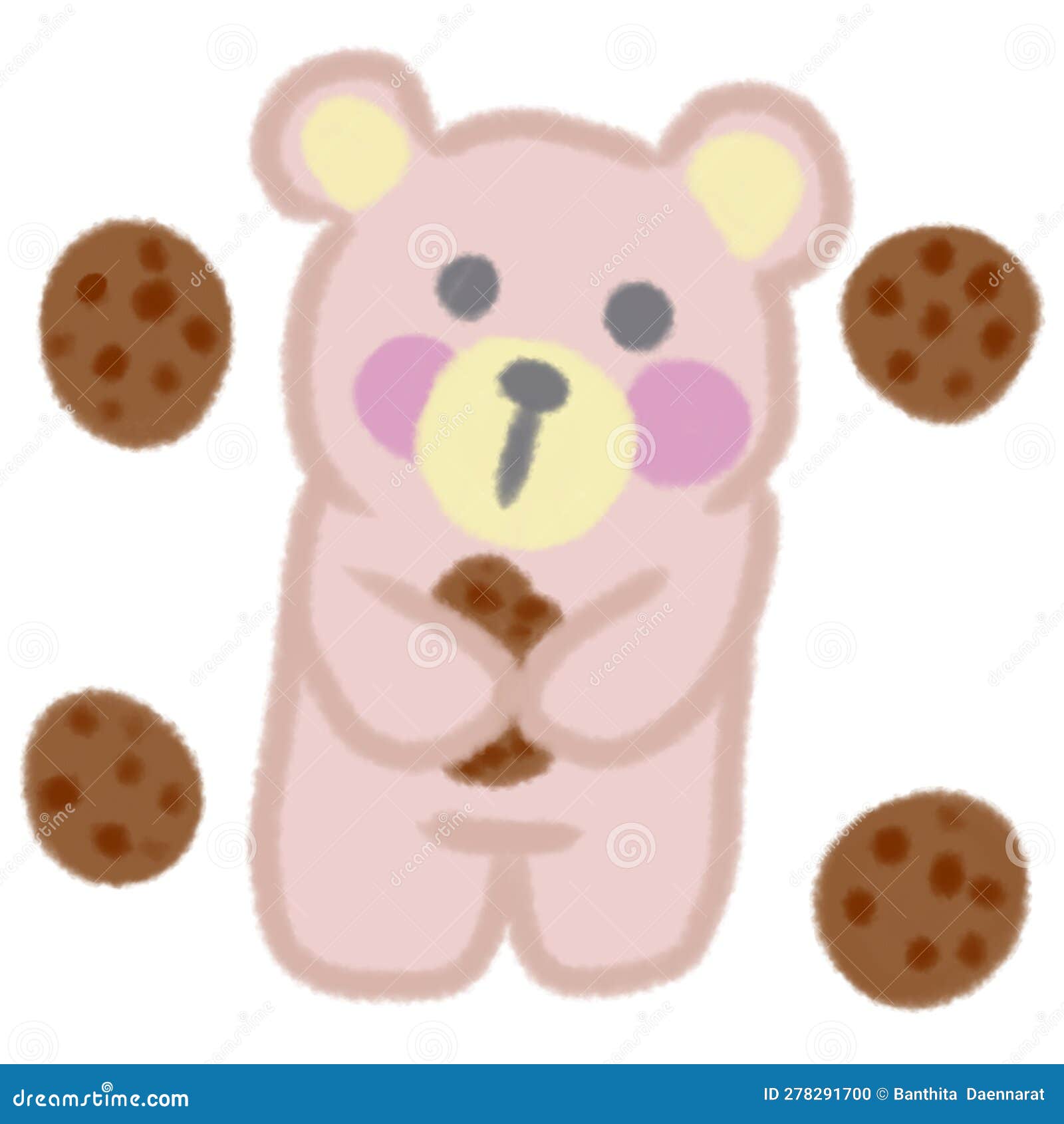 Bear eating cookies stock illustration. Illustration of cookies - 278291700
