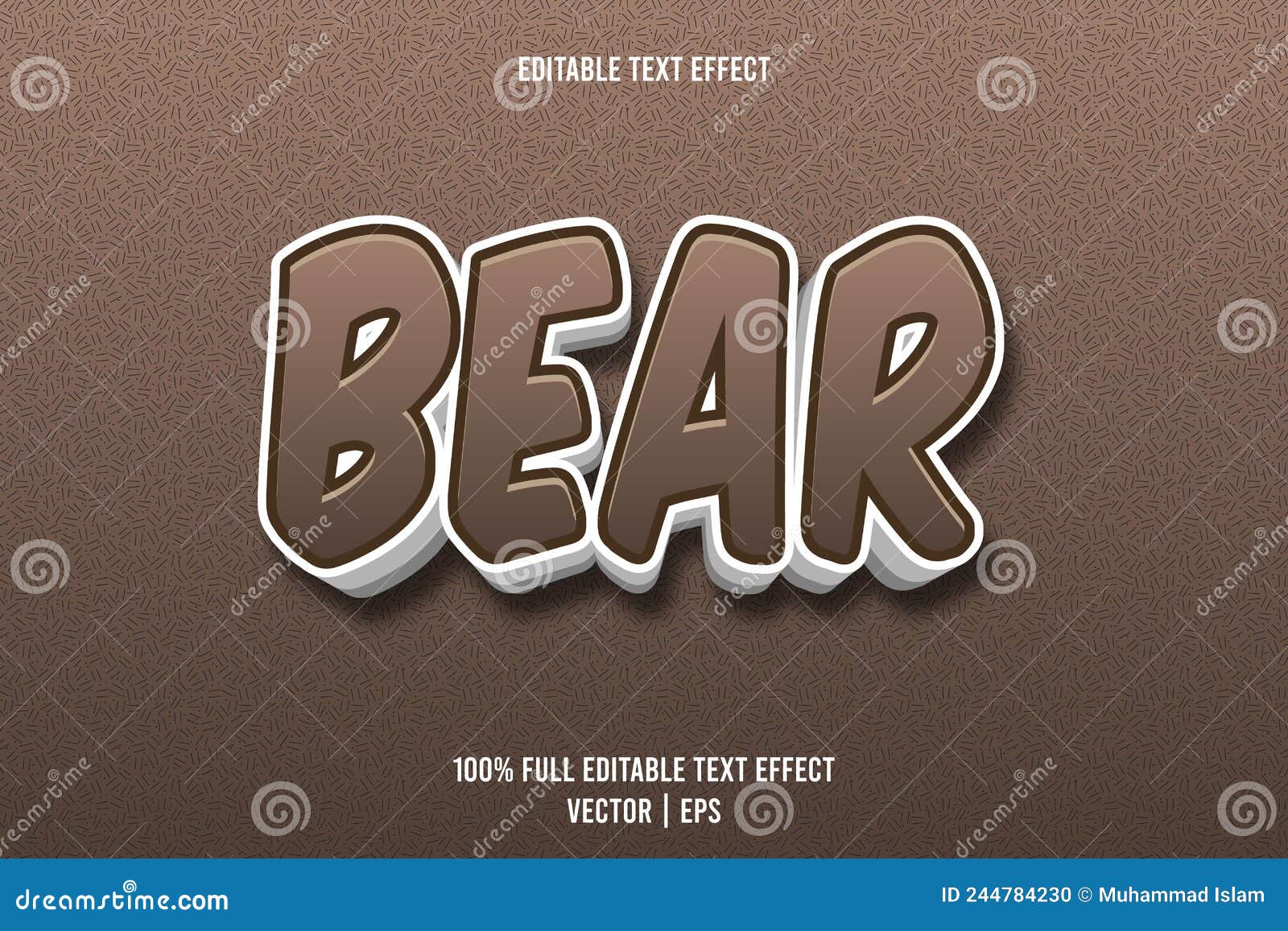 Bear Editable Text Effect 3 Dimension Emboss Cartoon Style Stock Vector ...
