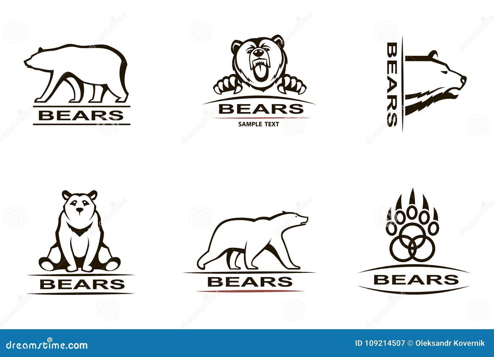 Bear emblem set stock vector. Illustration of isolated - 109214507