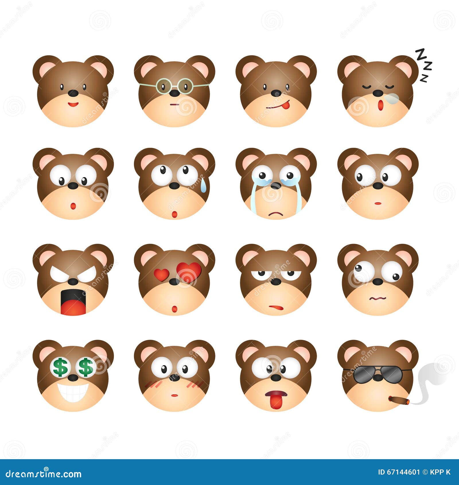 Bear Emoticon, Bear Emotion, Bear Sticker, Bear Expression Stock Vector ...