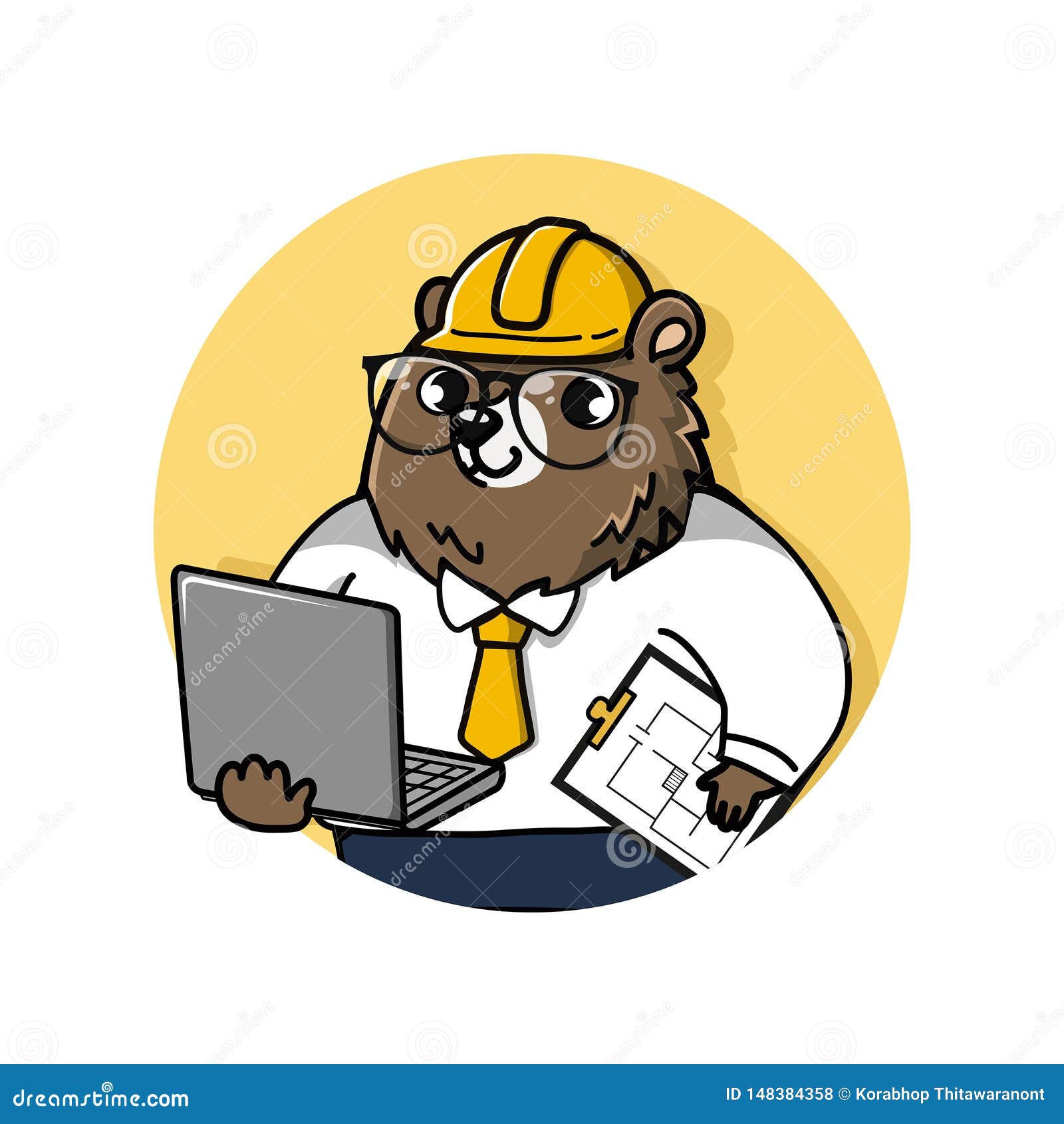 Engineer With Documents In Hard Hat Vector Illustration | CartoonDealer ...