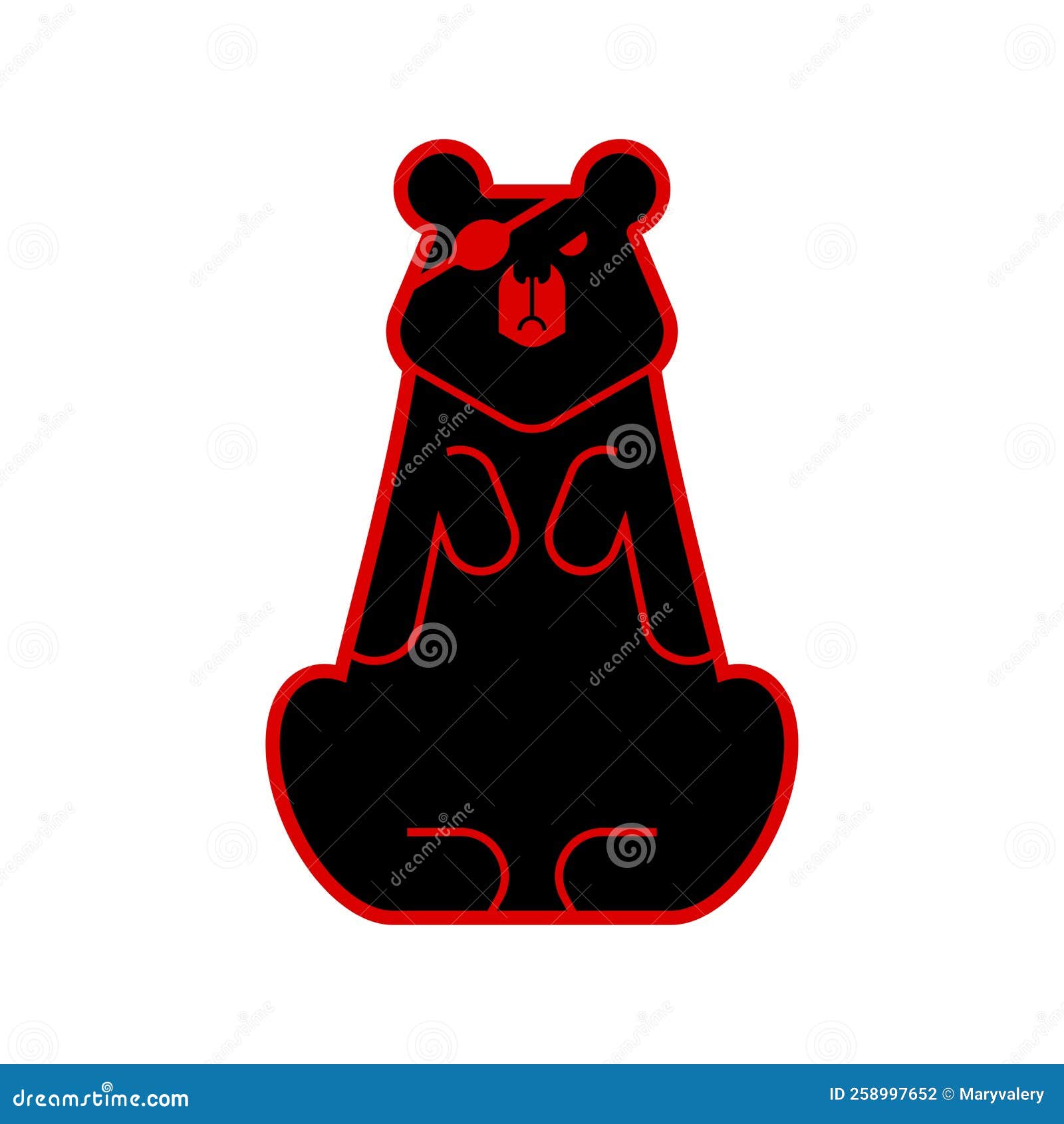 Bear with an Eye Patch. One-eyed Predator Stock Vector - Illustration ...
