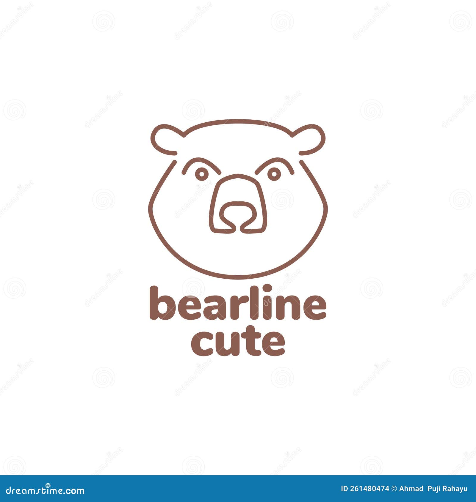 Bear Face Cute Lines Logo Design Stock Vector - Illustration of animal ...
