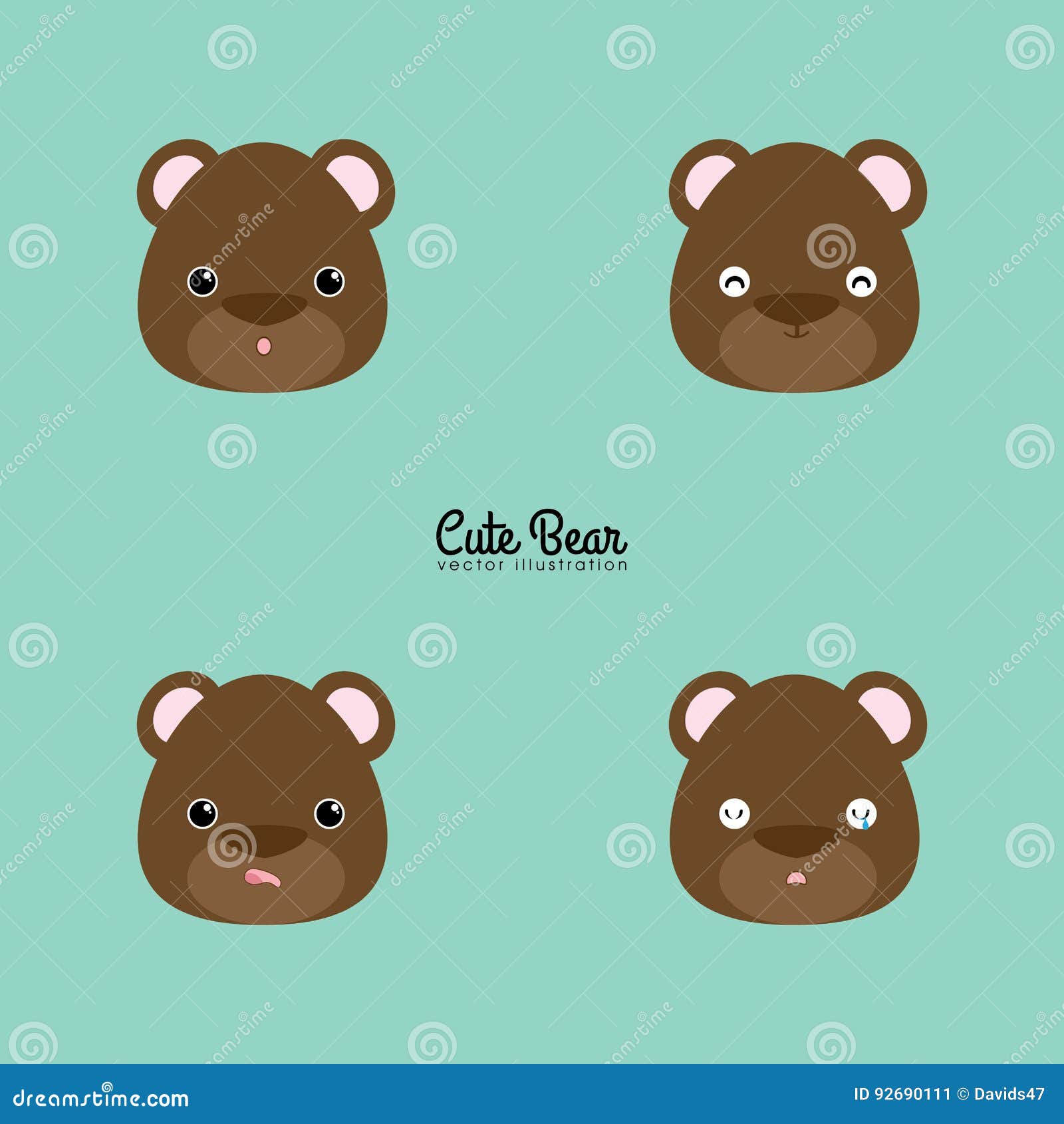 Bear face expression stock vector. Illustration of outline - 92690111
