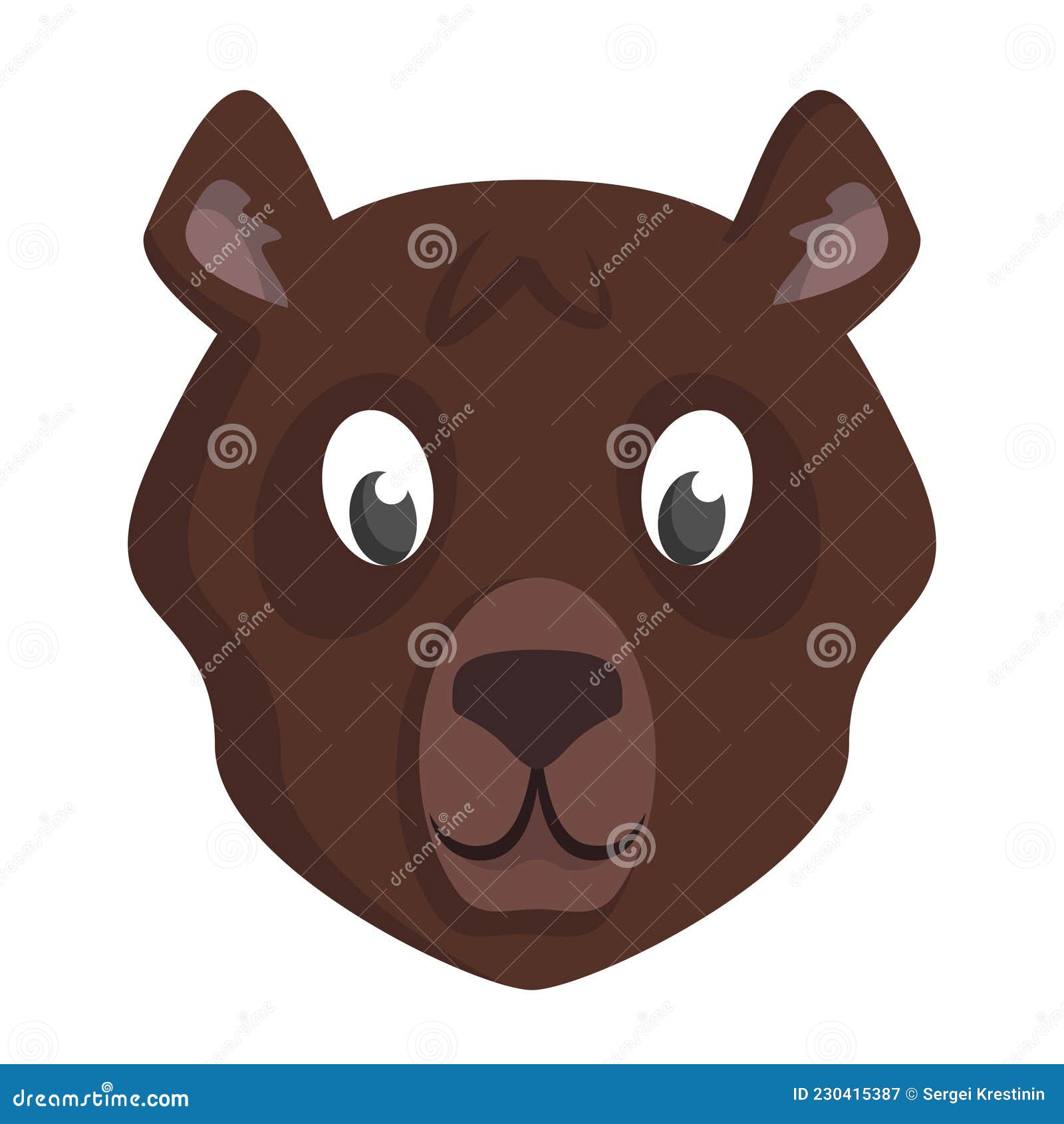 Bear face front view. stock vector. Illustration of cartoon - 230415387