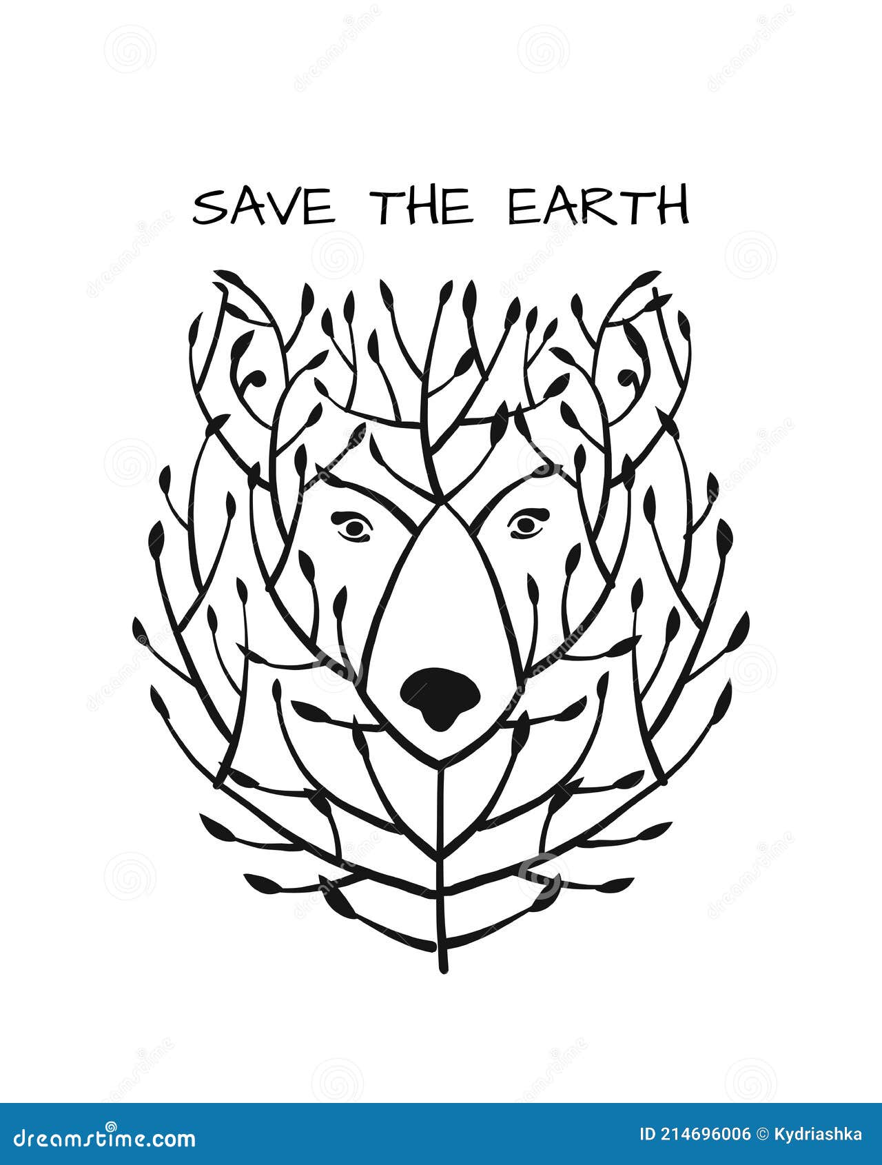 Bear Face Made from Tree, Save the Earth Concept, Sketch for Your ...