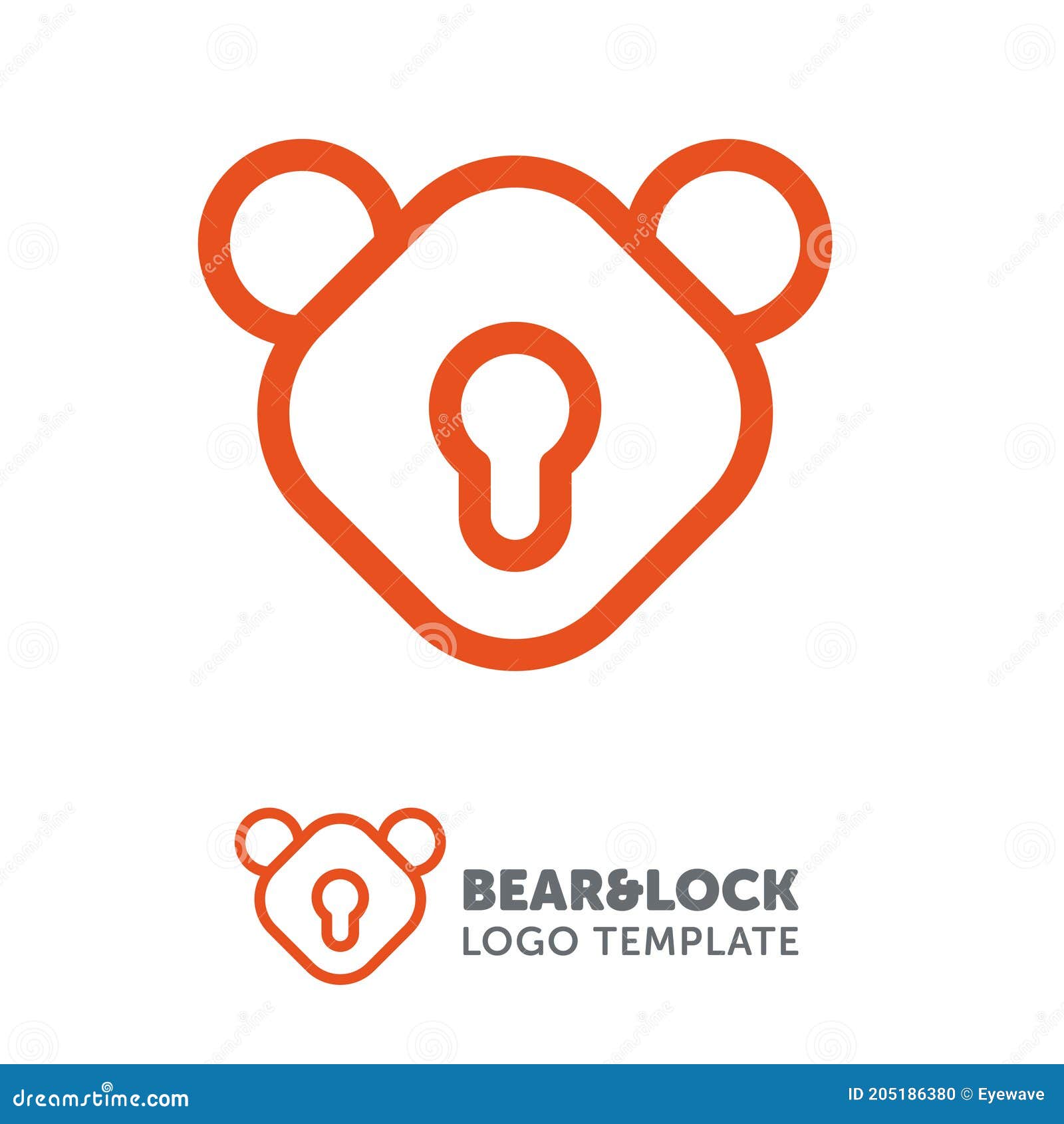 Bear Face and Padlock Logo Design Template Stock Vector - Illustration ...