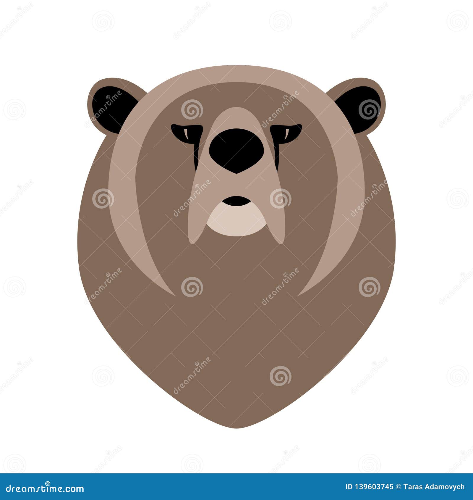 Bear Face, Vector Illustration , Front View, Stock Vector ...