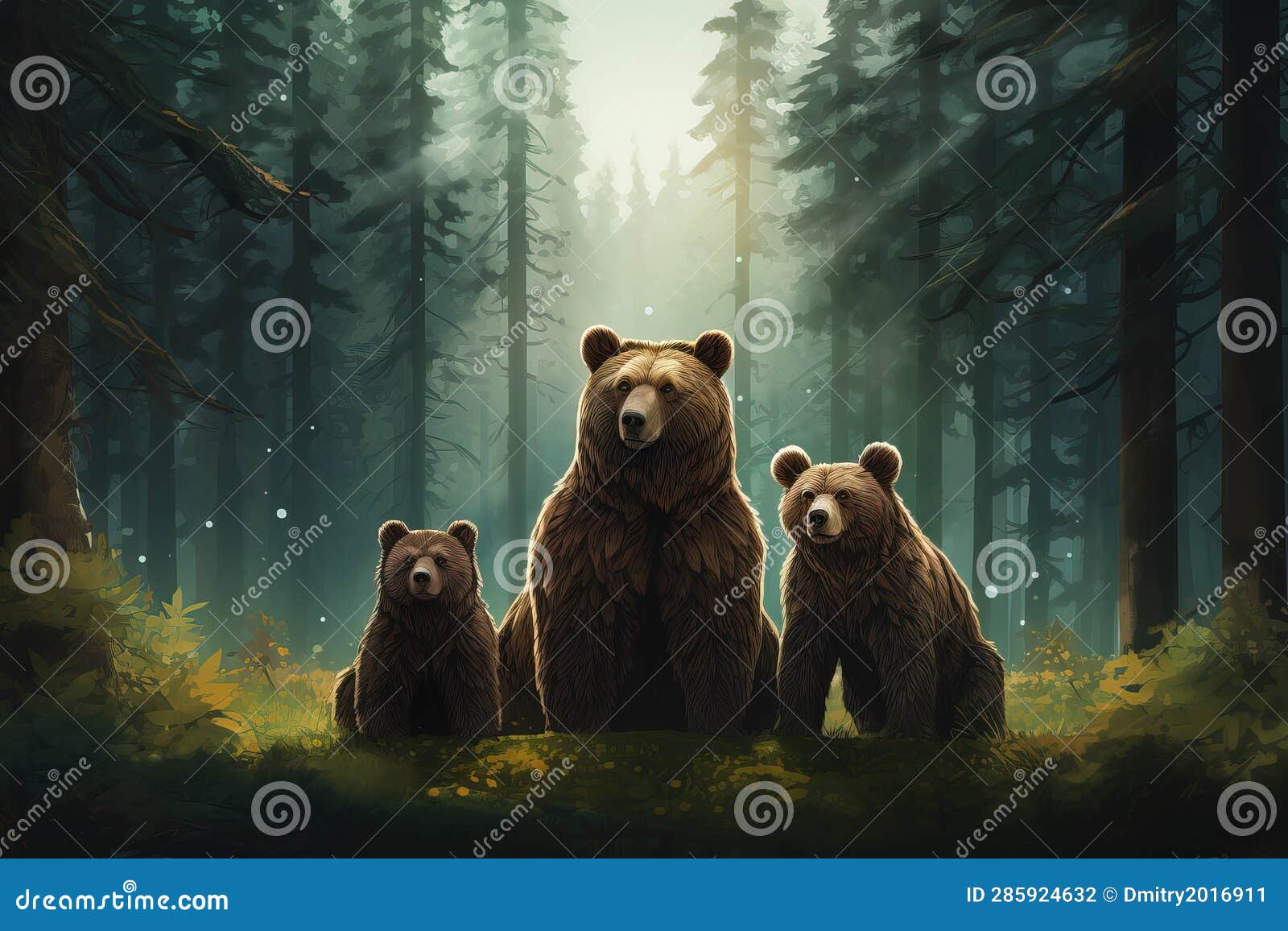Bear family in a forest stock photo. Image of arctos - 285924632