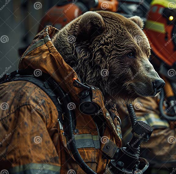 Bear Firefighter stock illustration. Illustration of animal - 334520912