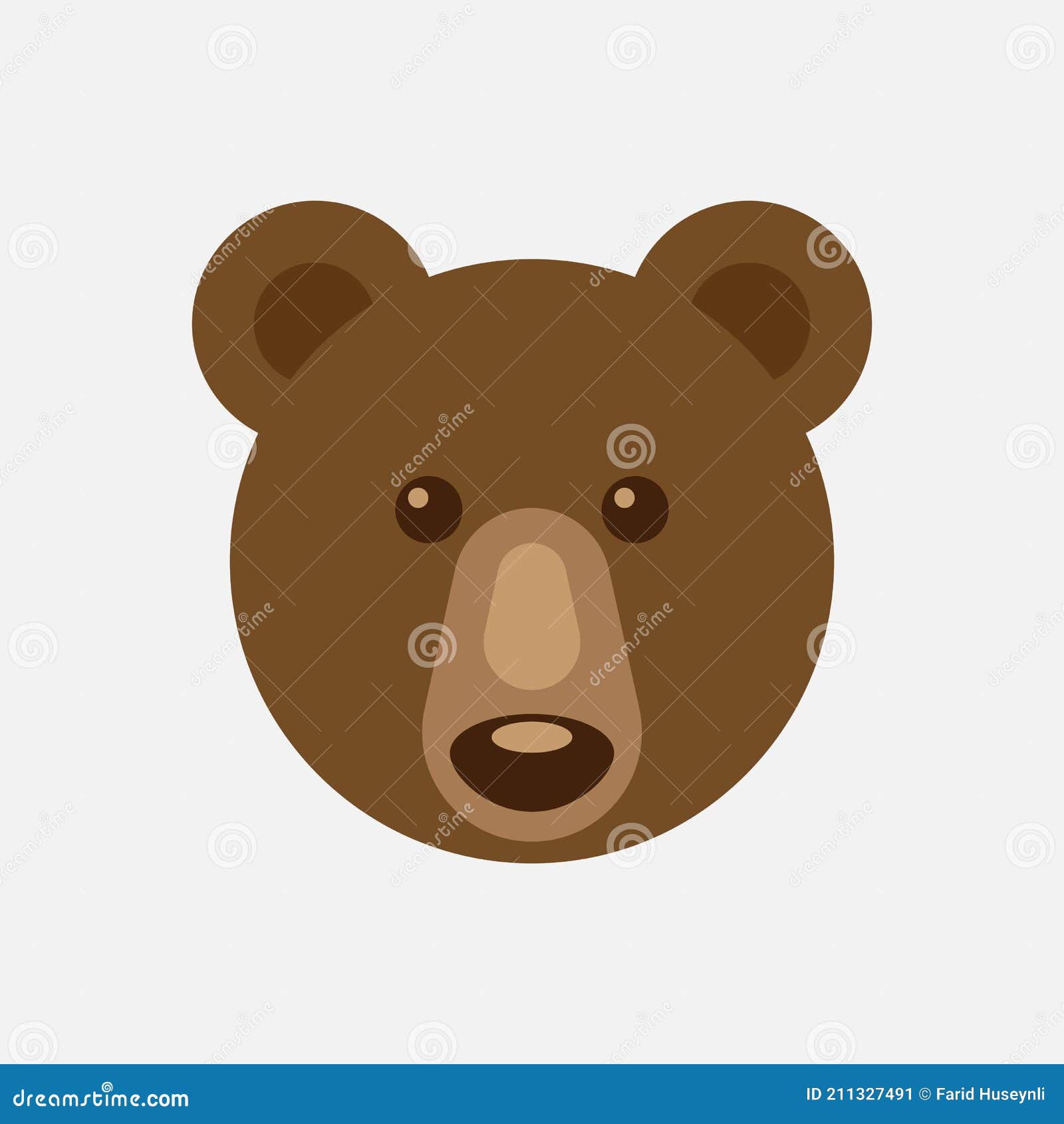 Flat Design Bear Vector Illustration, Isolated on White Background ...