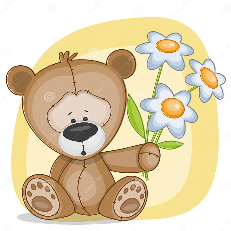 Bear with flowers stock vector. Illustration of frame - 38142376