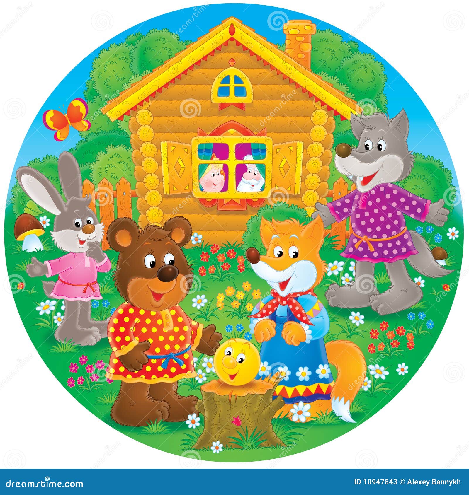 Bear, fox, rabbit and wolf stock illustration. Illustration of tale ...