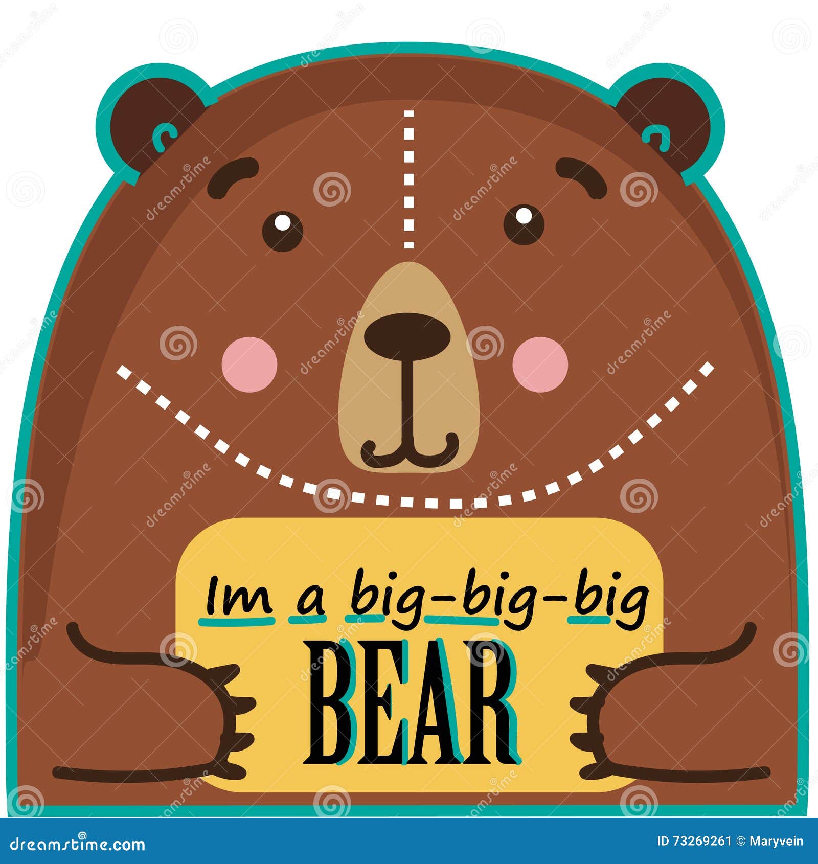 Bear Funny Cute Animal with Text Box Stock Illustration - Illustration ...