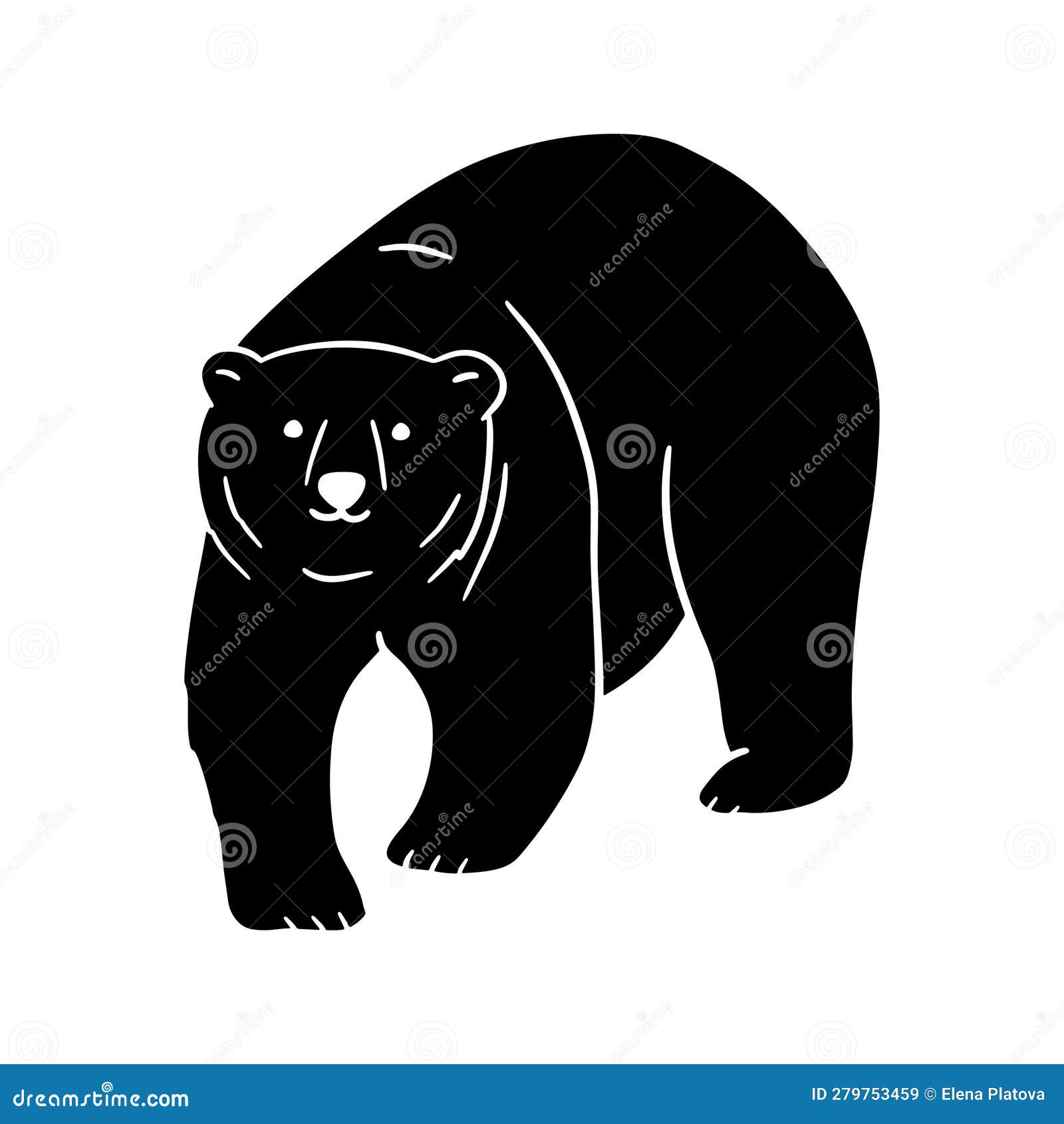 Bear Glyph. Vector Silhouette of Forest Animal. Stock Vector ...