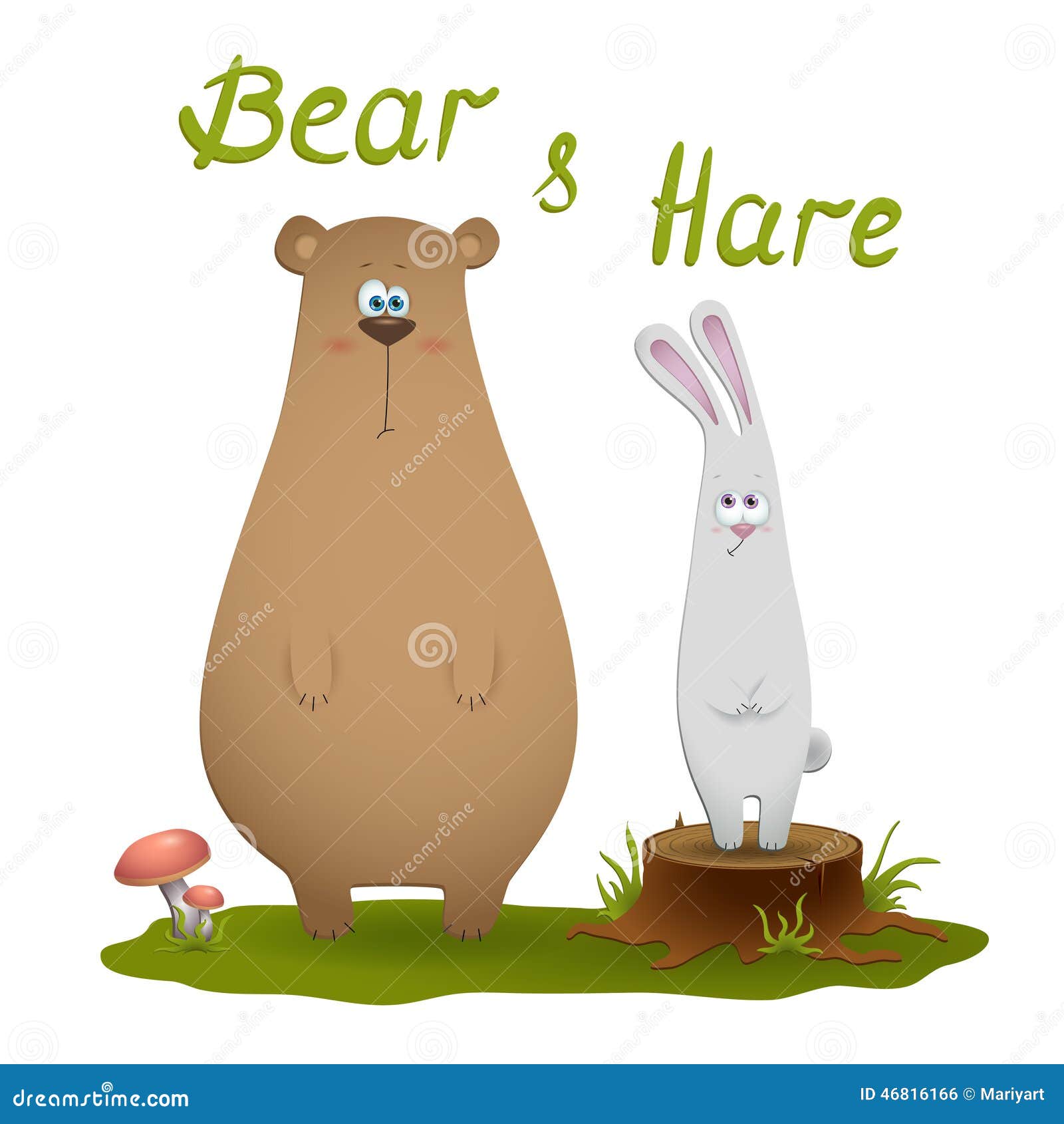 Bear and hare stock vector. Illustration of drawing, brown - 46816166