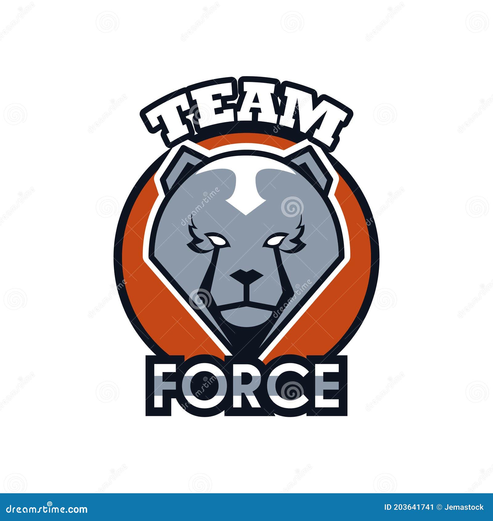 Bear Head Animal Emblem Icon with Team Force Lettering Stock Vector ...