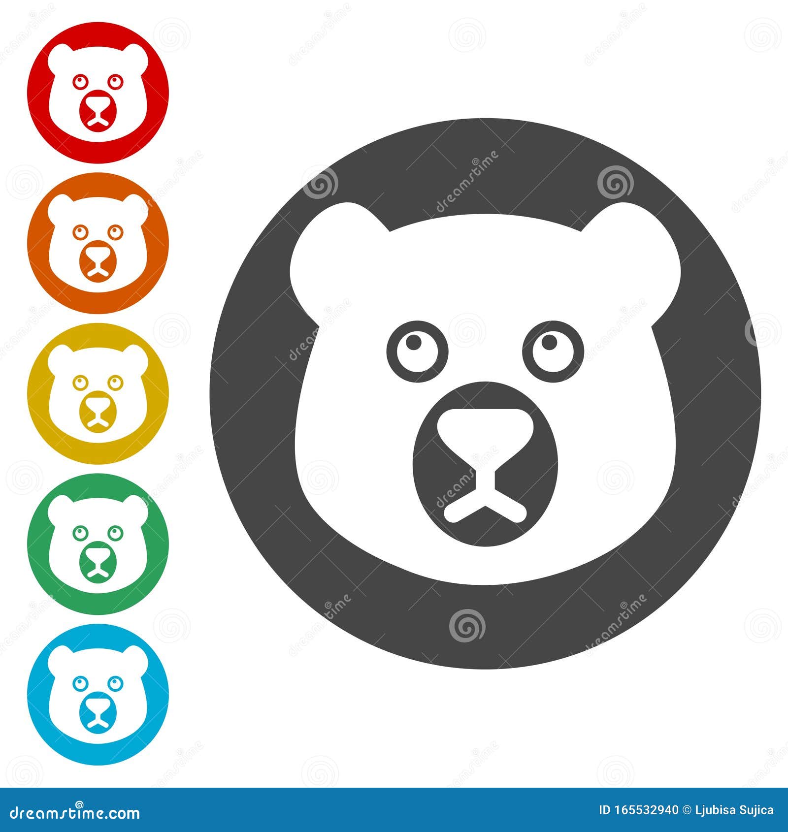 Bear Head Icons Set - Vector Illustration Stock Vector - Illustration ...