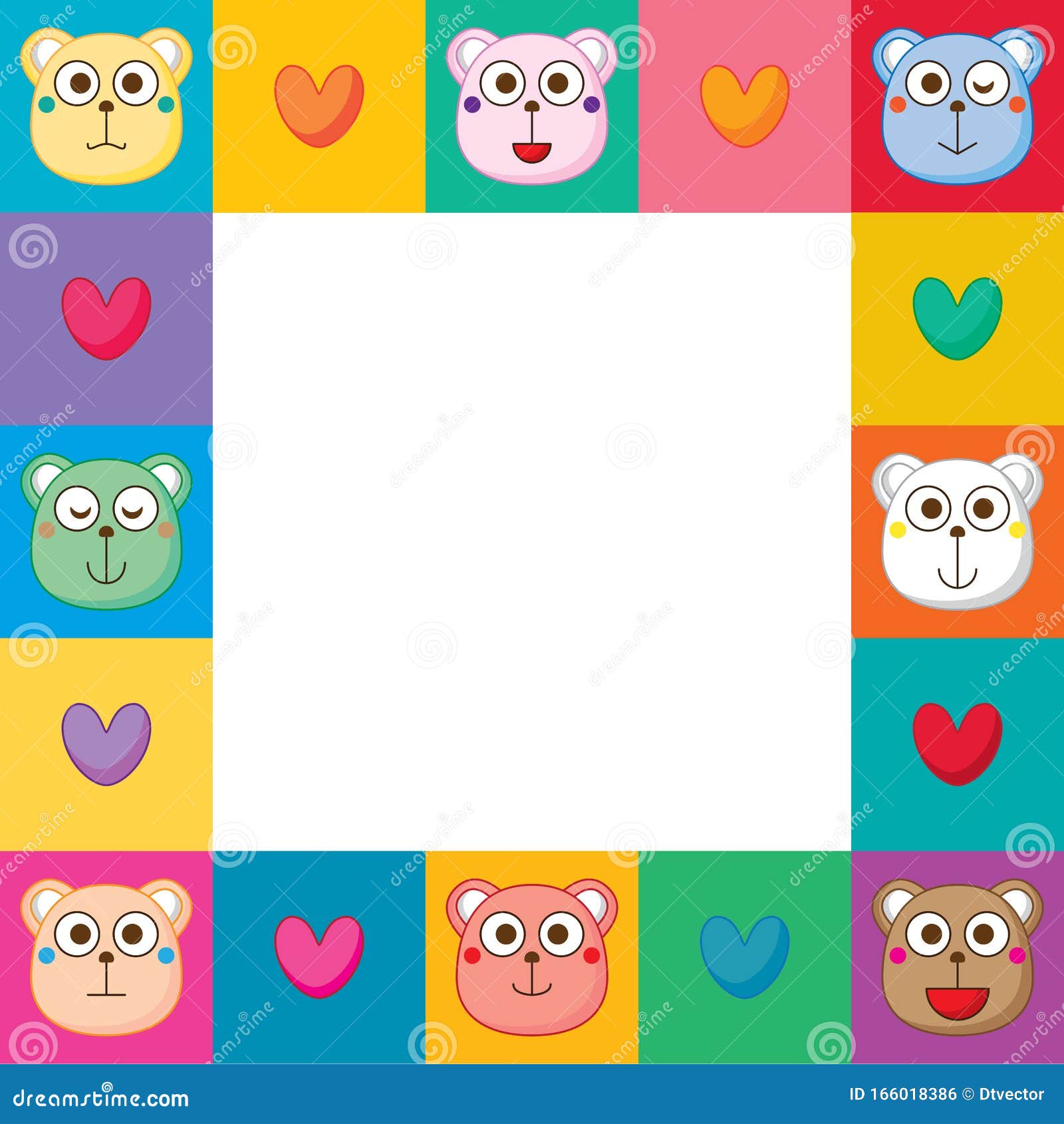 Bear Head Love Square Frame Stock Vector - Illustration of design, card ...